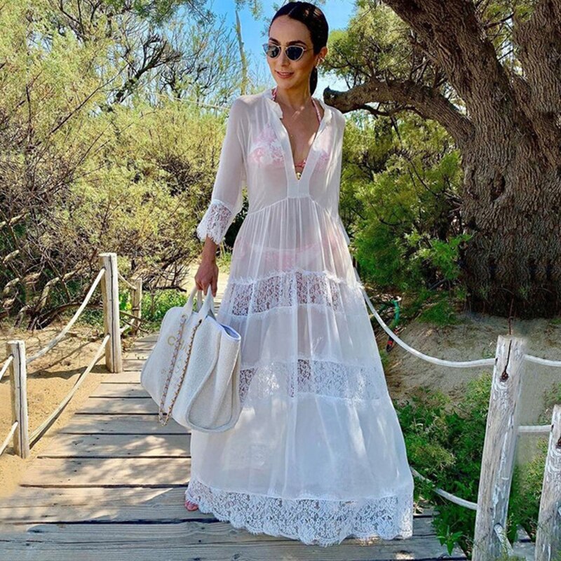 Robe longue transparente bohème chic - Dolls Lingerie